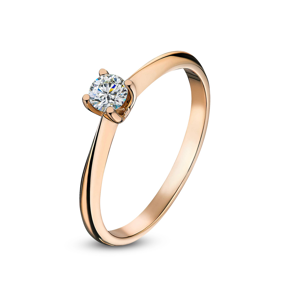 Кольцо из красного золота с якутским бриллиантом (арт.0014-3110s) пробы ...